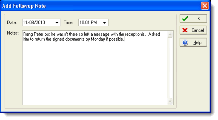 Add Follow Up Note