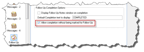 Follow Up Completion Options
